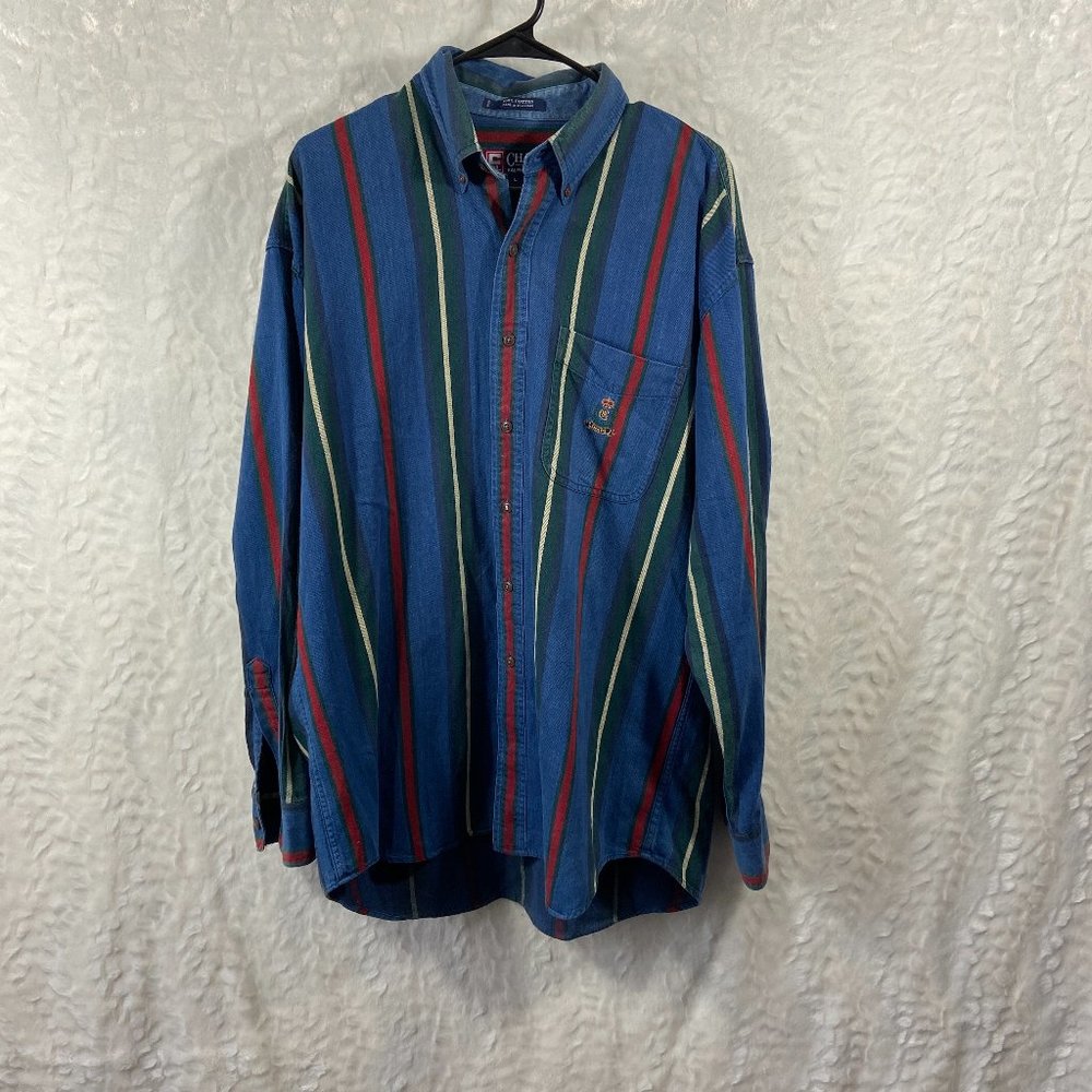 Vintage Chaps Ralph Lauren 90s Bold Stripe Button Dow… - Gem